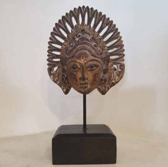 Small Authentic Balinese Wooden Mask with Stand